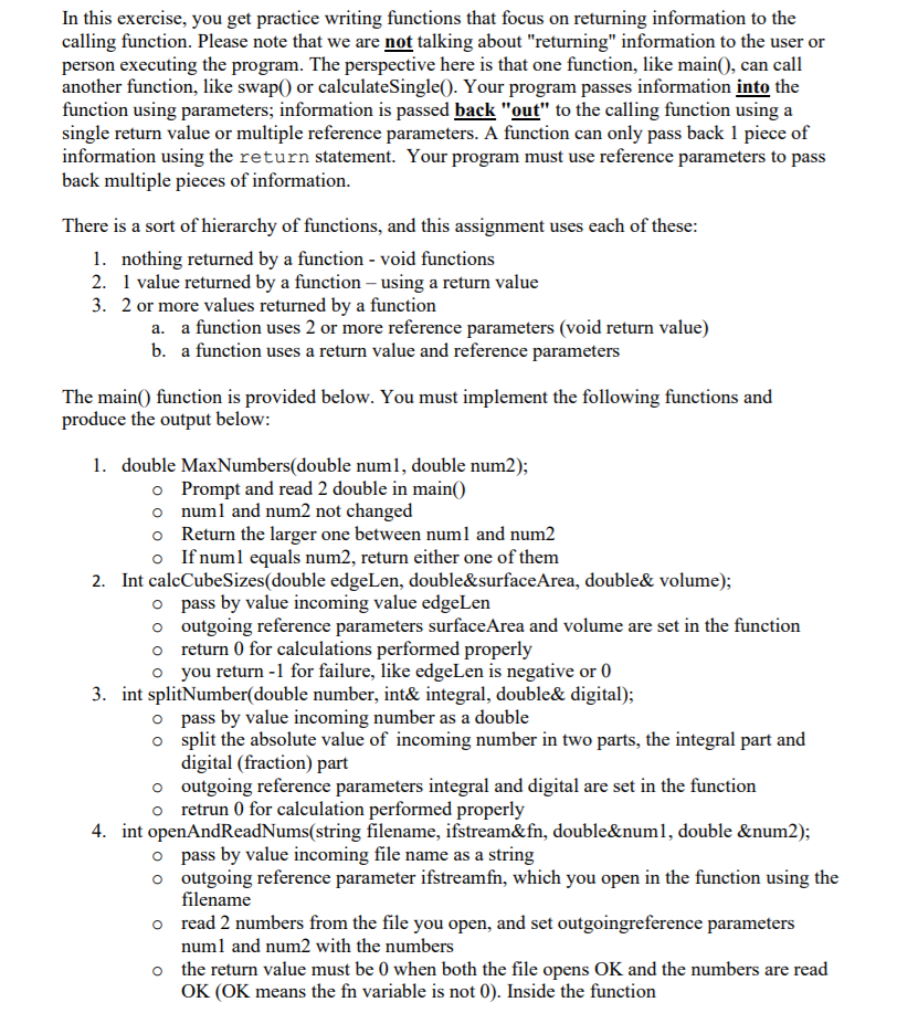 Solved In this exercise, you get practice writing functions | Chegg.com