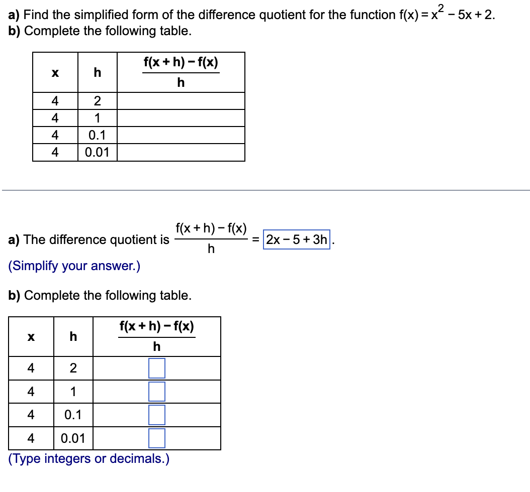Solved a) Find the simplified form of the difference | Chegg.com