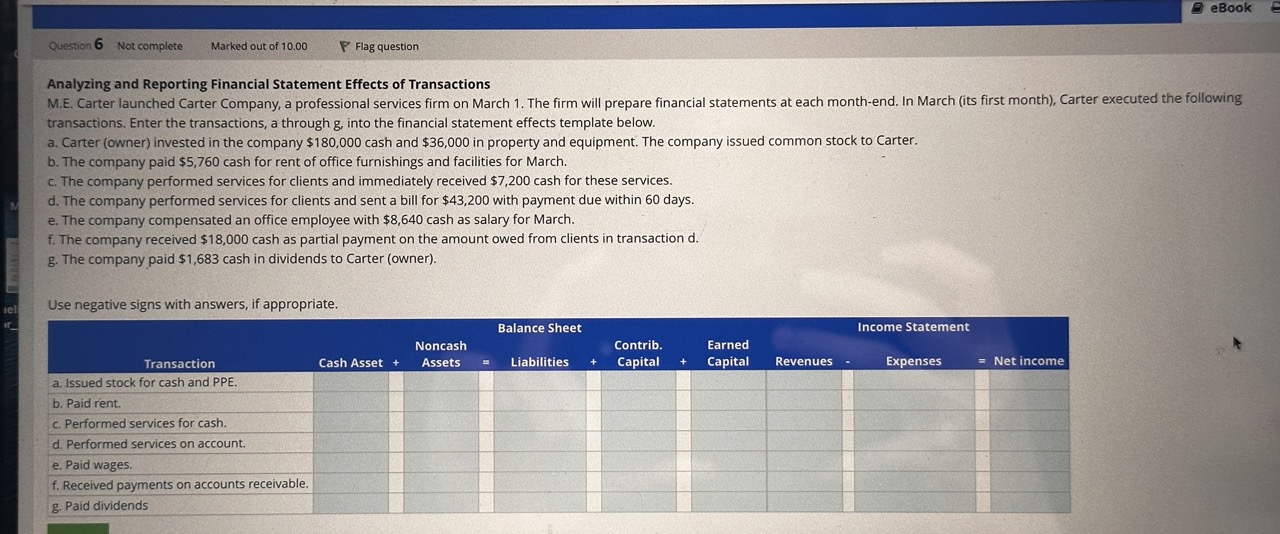 Solved Analyzing and Reporting Financial Statement Effects | Chegg.com