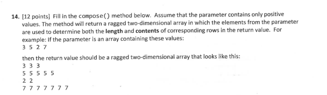 Solved 14. [12 points] Fill in the compose() method below. | Chegg.com