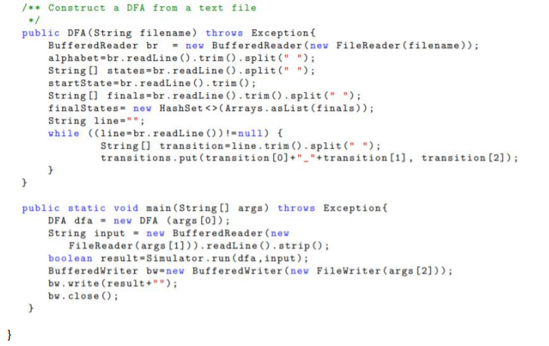 Solved In this question you need to write the DFA Simulator | Chegg.com