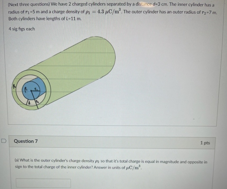 Solved (Next three questions) We have 2 charged cylinders | Chegg.com
