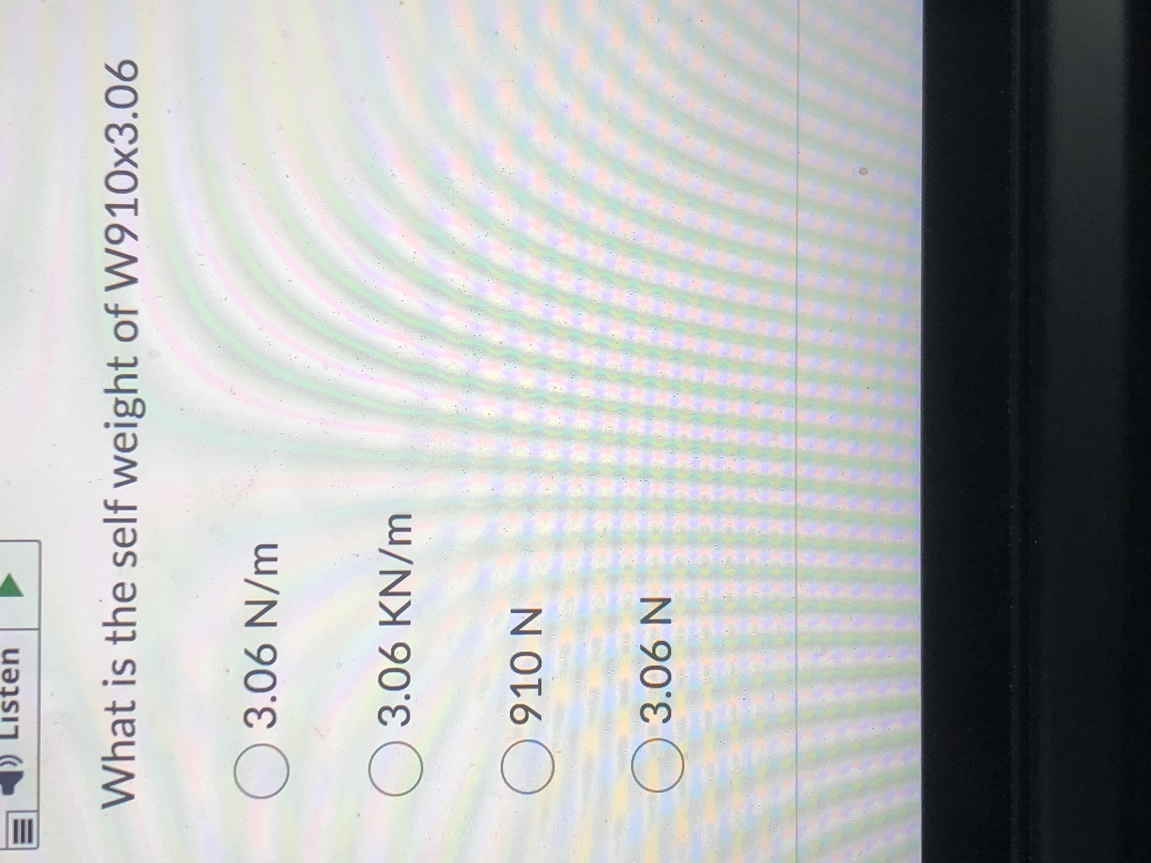 Solved Listen III What is the self weight of W910x3.06 03.06 | Chegg.com