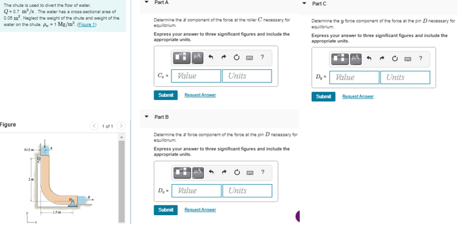 Solved Part A Part The chute is used to divert the flow of | Chegg.com