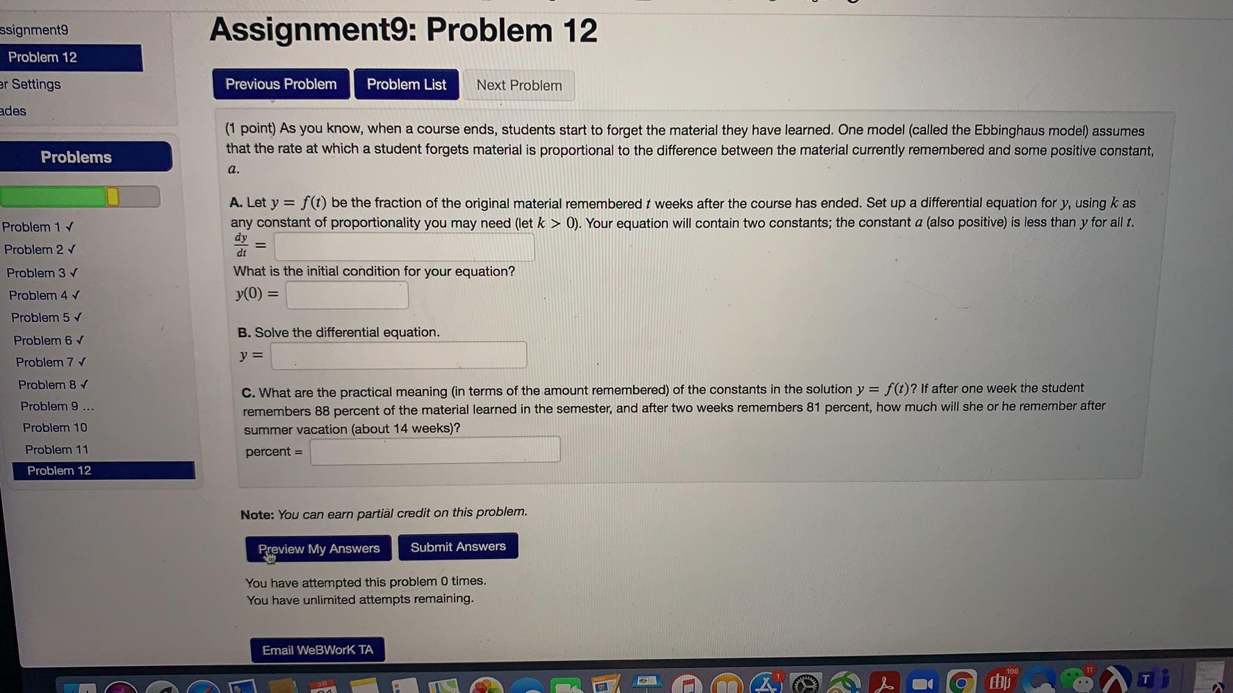 Solved ssignment Assignment9: Problem 12 Problem 12 er | Chegg.com