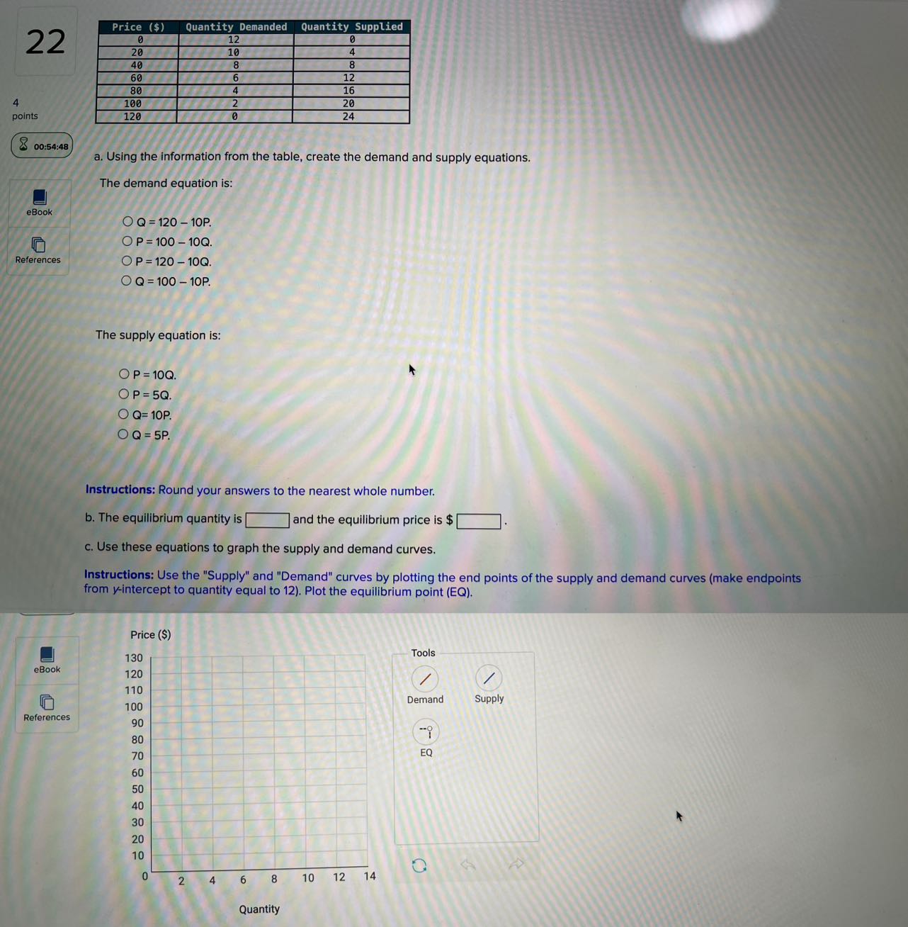 Solved 224points\table[[Price ($),Quantity Demanded,Quantity | Chegg.com