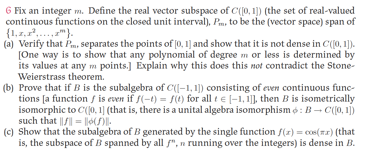 Solved 6 Fix an integer m. Define the real vector subspace | Chegg.com