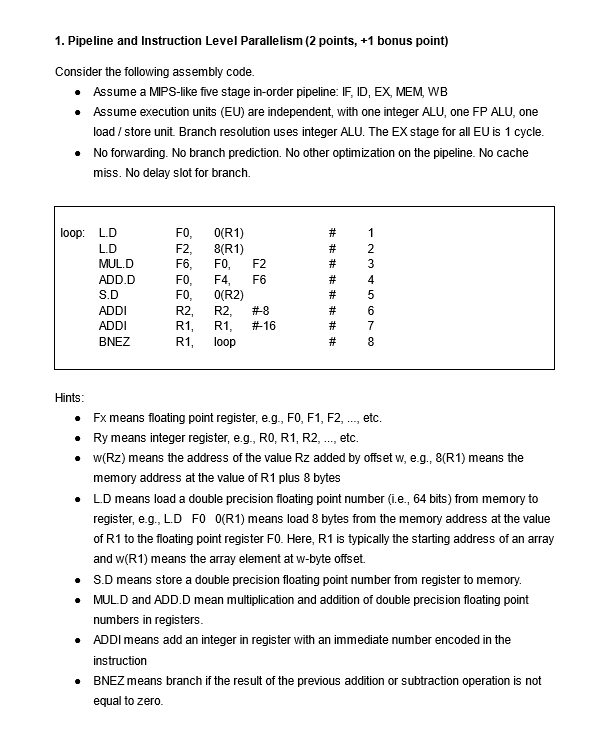 1. Pipeline and Instruction Level Parallelism ( 2 | Chegg.com