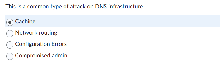 Solved This is a common type of attack on DNS | Chegg.com