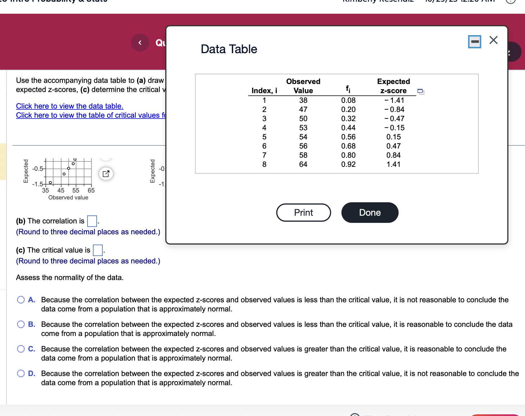 Solved Use the accompanying data table to (a) draw a normal | Chegg.com