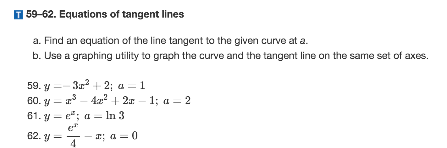 Solved 59–62. Equations of tangent lines a. Find an equation | Chegg.com