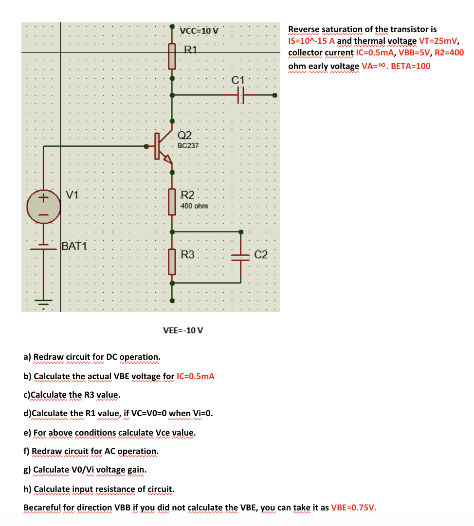 Solved Vcc=10 V R1 Reverse saturation of the transistor is | Chegg.com