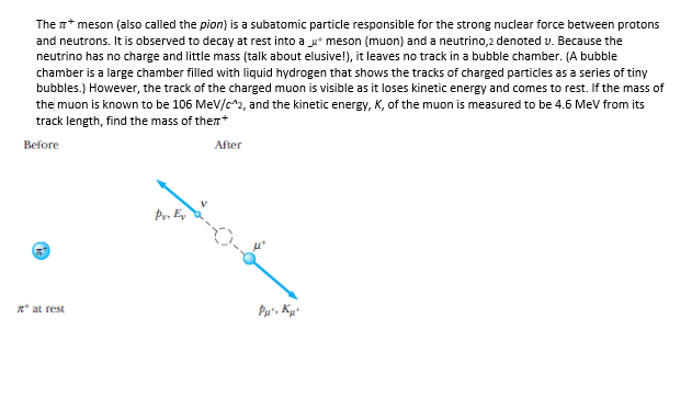 Solved The n* meson (also called the pion) is a subatomic | Chegg.com