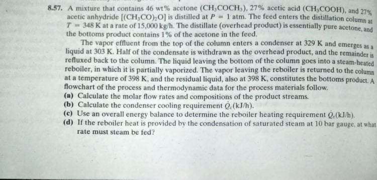 Solved 8.57. A mixture that contains 46 wt% acetone | Chegg.com