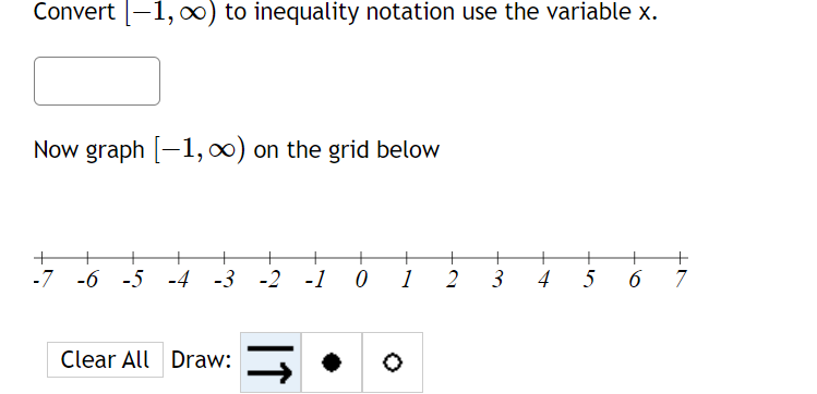 Solved Convert [−1,∞) to inequality notation use the | Chegg.com
