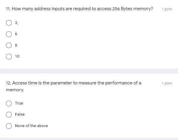 Solved 11. How many address inputs are required to access | Chegg.com