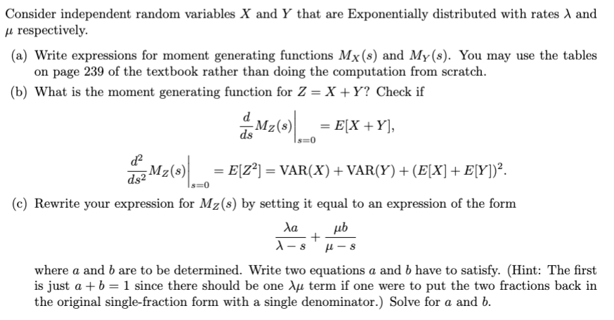 Solved Consider independent random variables X and Y that | Chegg.com