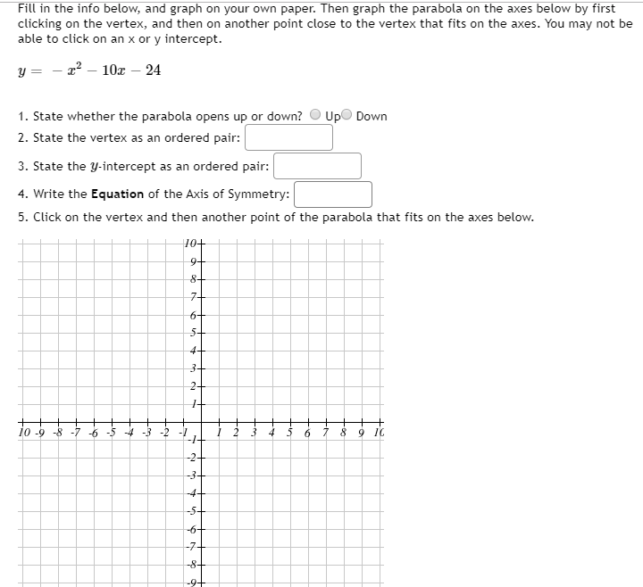 Solved Fill in the info below, and graph on your own paper. | Chegg.com