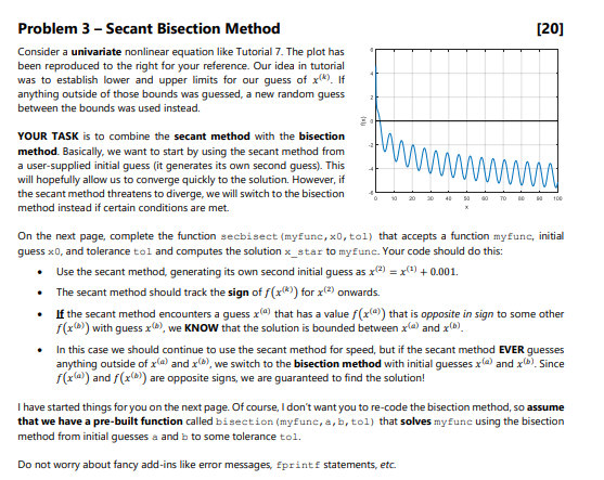 Problem 3 - Secant Bisection Method [201 Consider a | Chegg.com