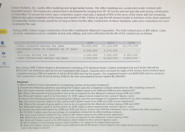 Solved Citation Builders, Inc, builds office buildings and | Chegg.com