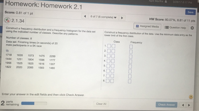 Solved Construct a frequency distribution and a frequency | Chegg.com