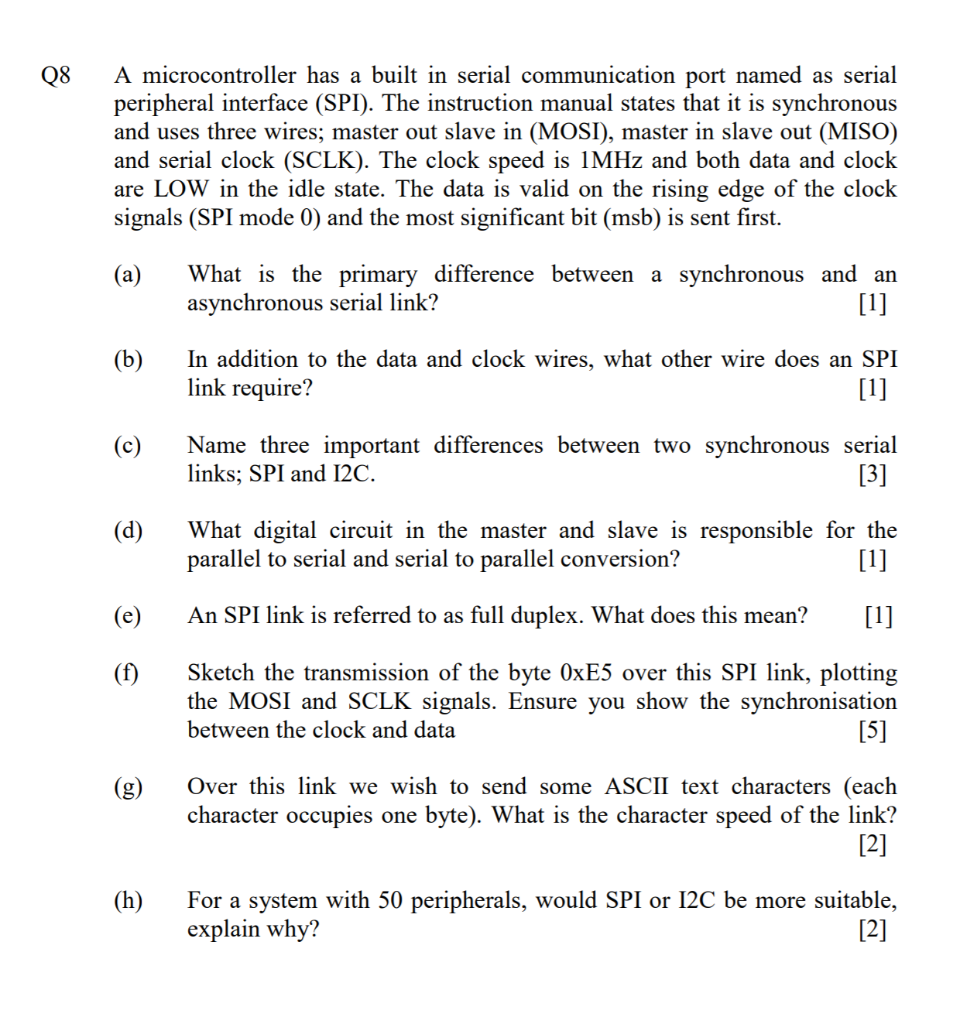 A microcontroller has a built in serial communication | Chegg.com