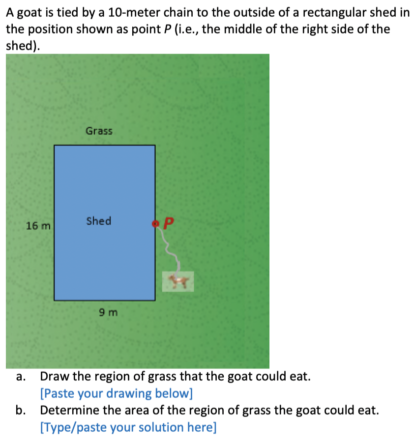 Solved A goat is tied by a 10-meter chain to the outside of | Chegg.com