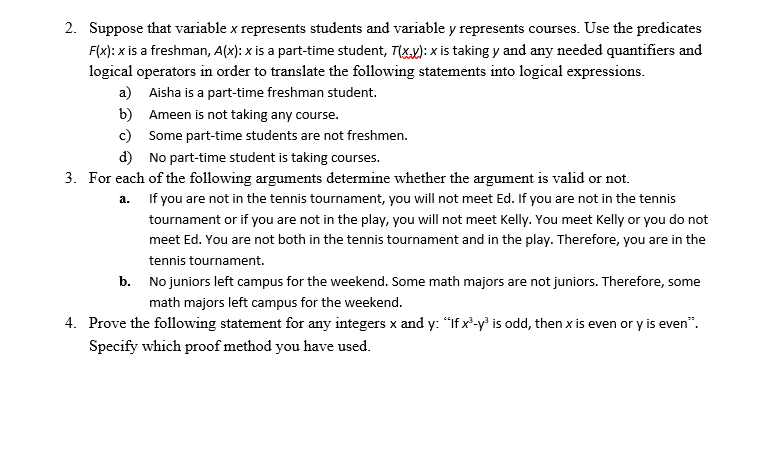 Solved 2. Suppose that variable x represents students and | Chegg.com