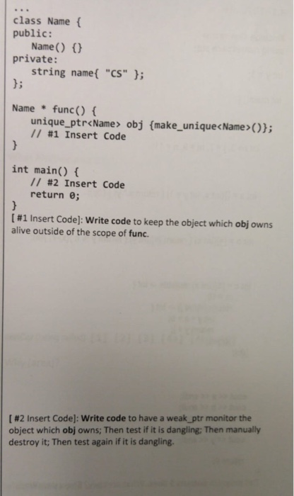 Solved class Name f public: Name() 0 string name "CS" ; | Chegg.com
