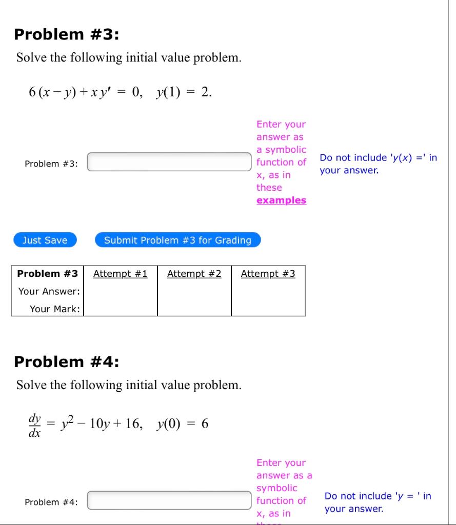Solved Problem 3 Solve The Following Initial Value 1353