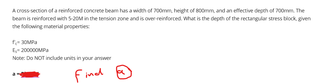 Solved A cross-section of a reinforced concrete beam has a | Chegg.com