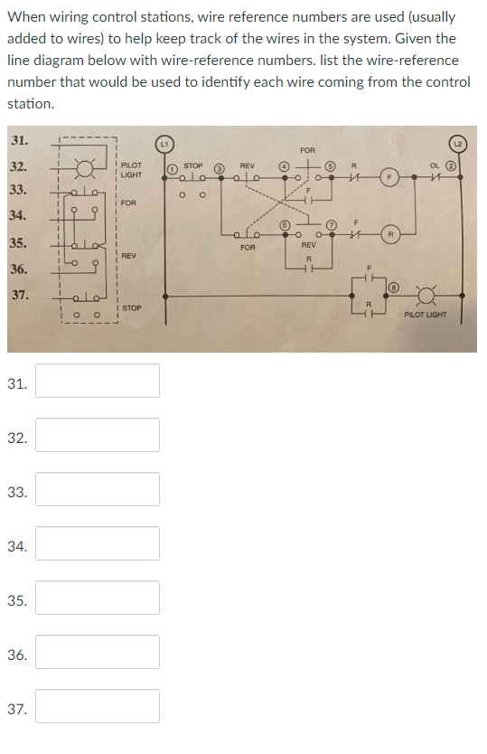 Solved When wiring control stations, wire reference numbers | Chegg.com