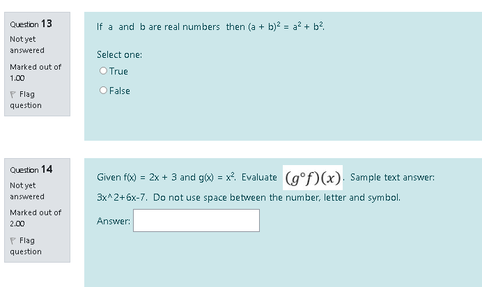 Solved If a and b are real numbers then (a + b)2 = a2 + b2 | Chegg.com