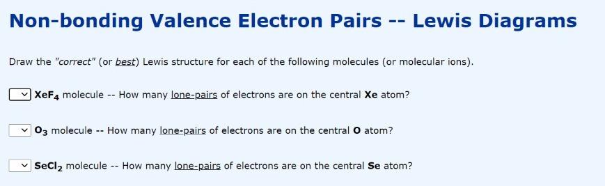 Solved Non-bonding Valence Electron Pairs -- Lewis Lewis | Chegg.com