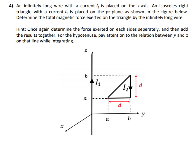 Solved 4) An infinitely long wire with a current I, is | Chegg.com