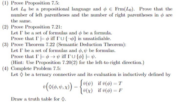 Solved (1) ﻿Prove Proposition 7.5:Let L0 ﻿be a propositional | Chegg.com