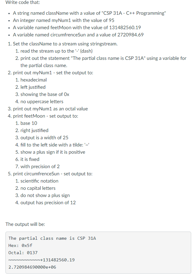 Solved Write code that: . . • A string named className with | Chegg.com