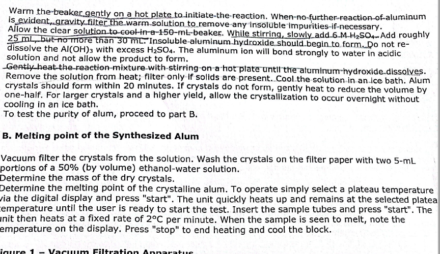 Solved Lab 6: Synthesis of Alum Purpose: To synthesize an | Chegg.com