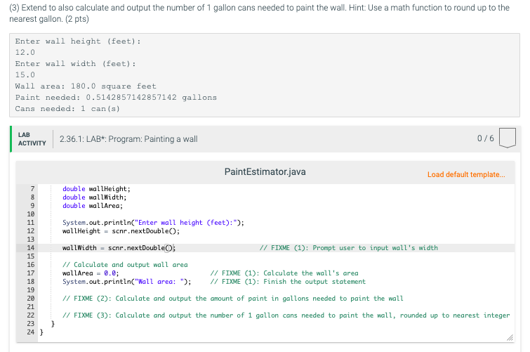 (Solved) : 236 Lab Program Painting Wall 1 Prompt User Input Wall S ...