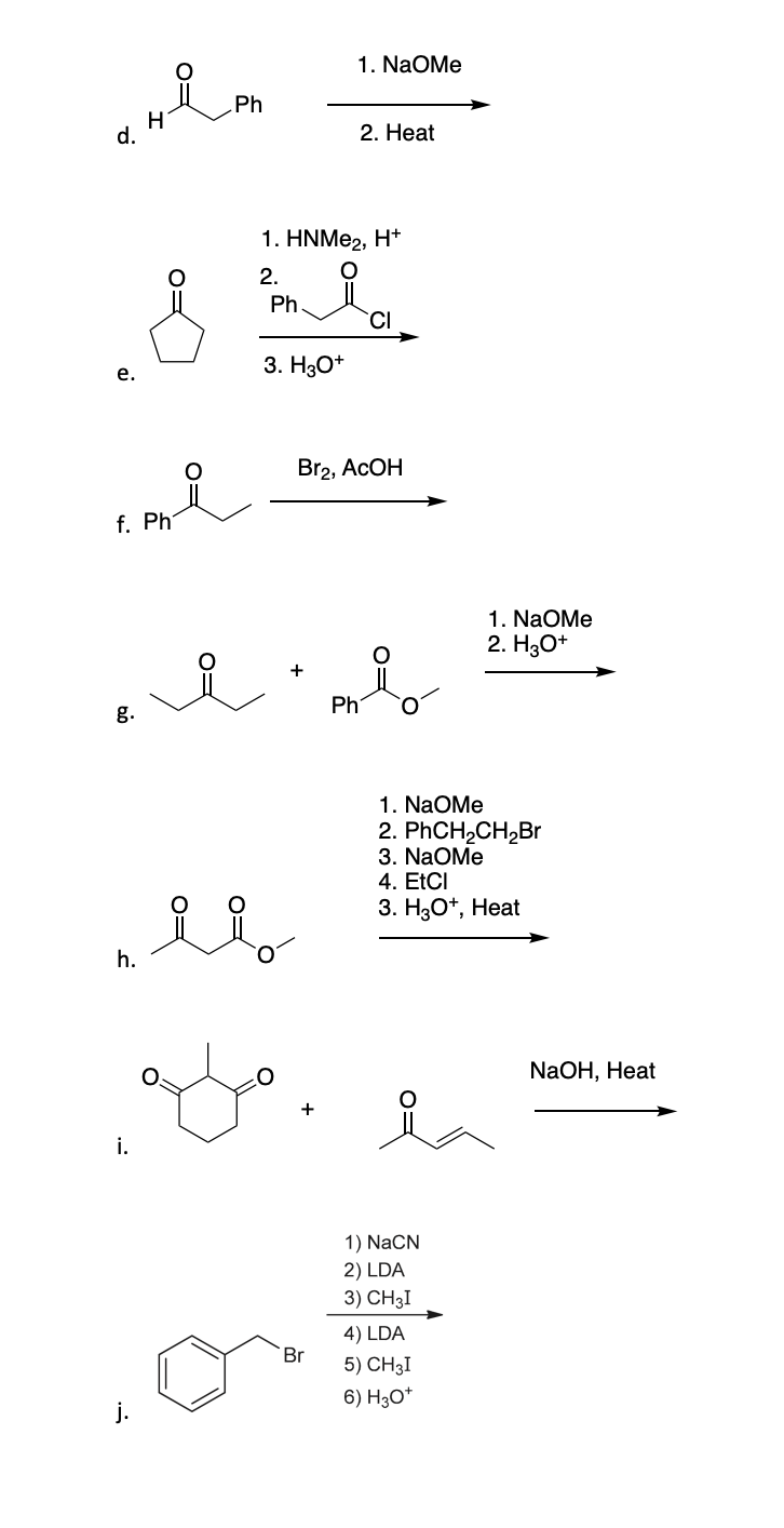Solved 1. Na O Me مفه d. 2. Heat 1. HNMe2, H+ 2. Ph CI 3. | Chegg.com