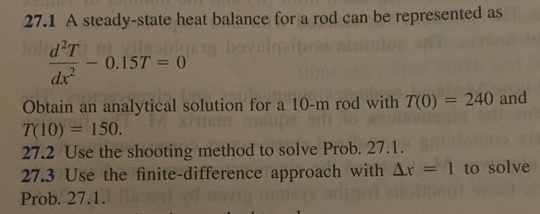 Solved 27.1 A steady-state heat balance for a rod can be | Chegg.com