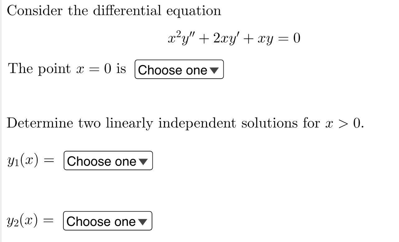 Solved Consider the differential equation x+y" + 2xy' + xy = | Chegg.com