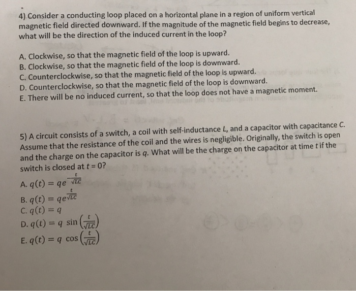 Solved 4) Consider a conducting loop placed on a horizontal | Chegg.com
