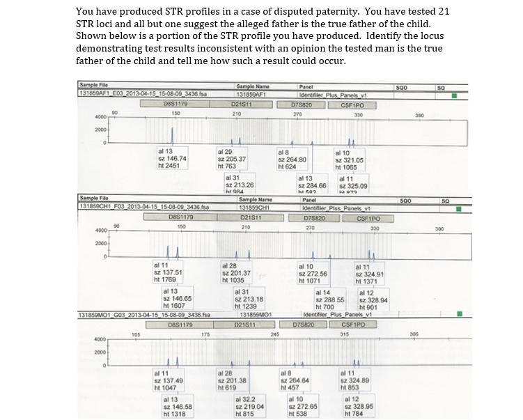 Solved You have produced STR profiles in a case of disputed | Chegg.com