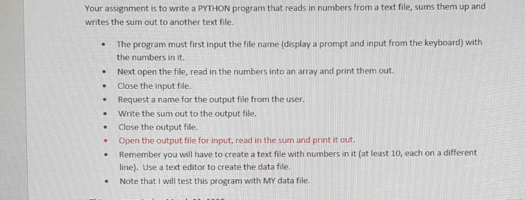 Solved Your Assignment Is To Write A PYTHON Program That Chegg