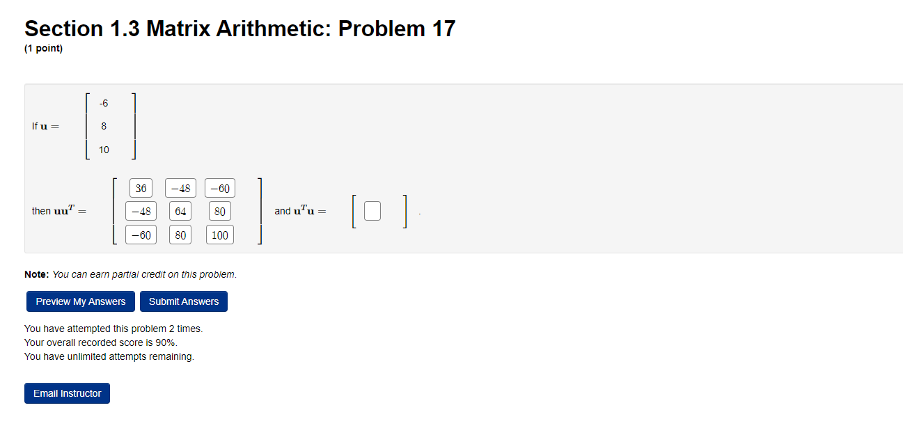 Solved Section 1.3 Matrix Arithmetic: Problem 17 (1 point) | Chegg.com