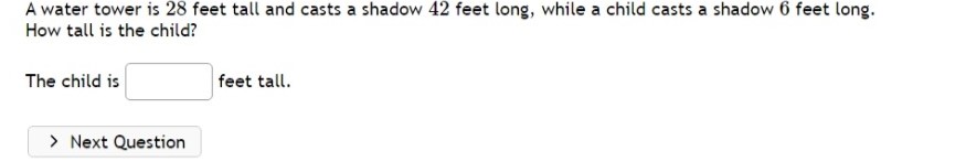 Solved A water tower is 28 feet tall and casts a shadow 42 | Chegg.com