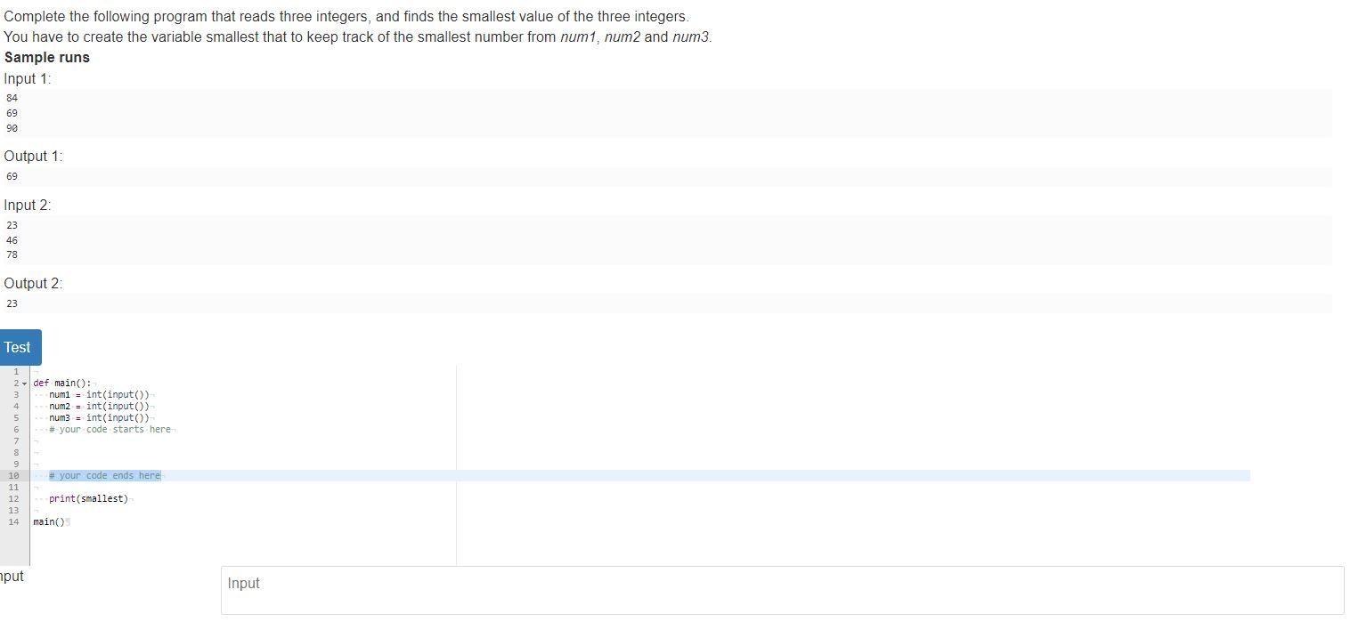 Solved Complete the following program that reads three | Chegg.com