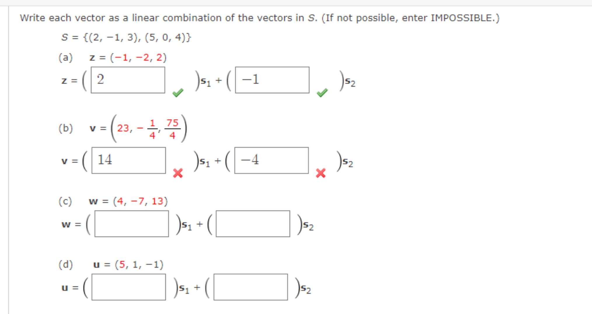 Solved Write each vector as a linear combination of the | Chegg.com