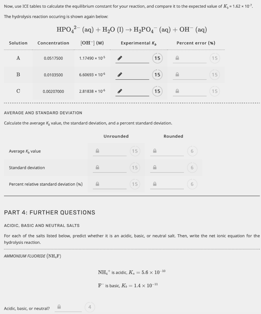 Now, use ICE tables to calculate the equilibrium | Chegg.com